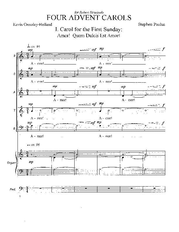 Amor! Quam Dulcis Est Amor! (Four Advent Carols) – Stephen Paulus Music